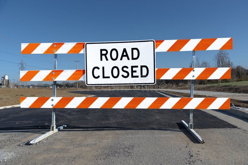 Large Road Closed Barricade Stock Photo - Image of danger, copyspace ...