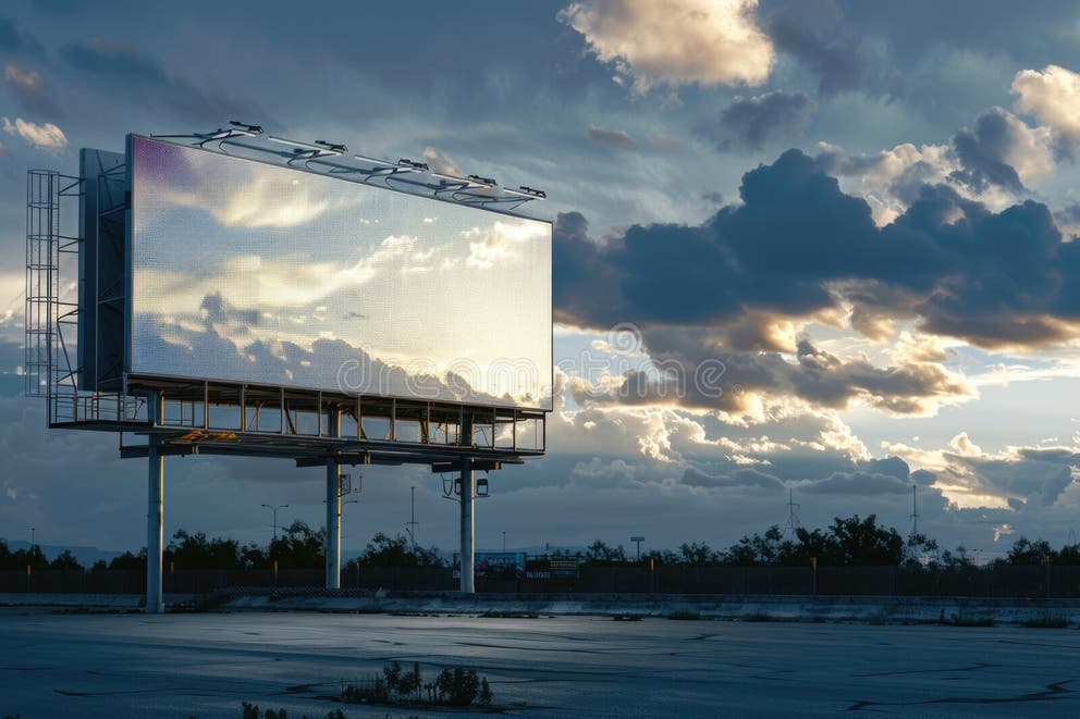 Large Roadside Advertisement with Bold Graphics and Clear Text Stock ...