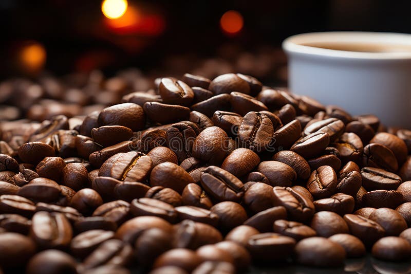 Large Roasted Cocoa Beans for Making Coffee. Stock Image - Image of ...