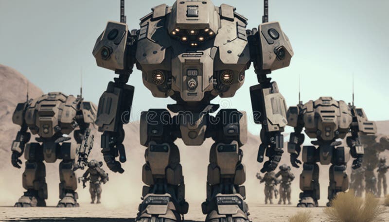 Large Robot Army Ai, Generative Stock Illustration - Illustration of ...