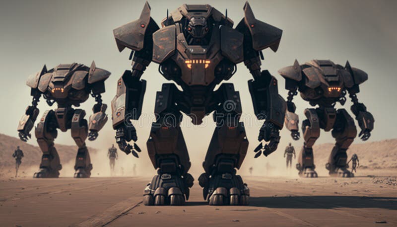 Large Robot Army Ai, Generative Stock Illustration - Illustration of ...
