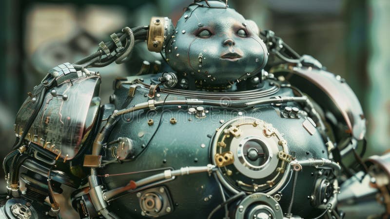 A Large Robot with a Face Made of Metal and Gears, AI Stock Image ...