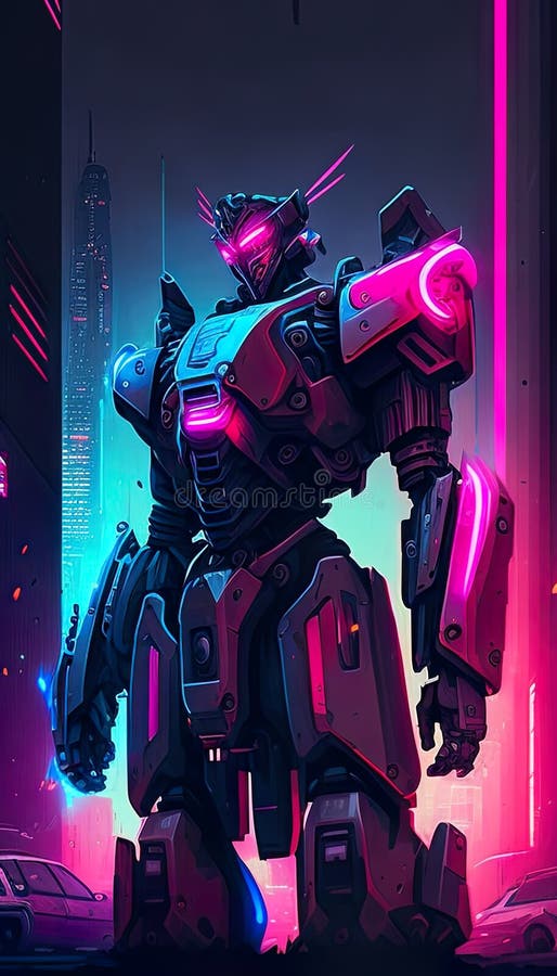 Large Robot Standing Against White Background Vector Illustration Stock ...