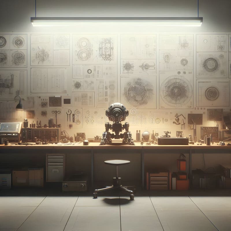 Large Robot Standing Against White Background Vector Illustration Stock ...