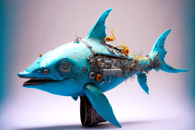 Large Robotic Mechanical Fish in Shape of Dolphin in Water Stock ...