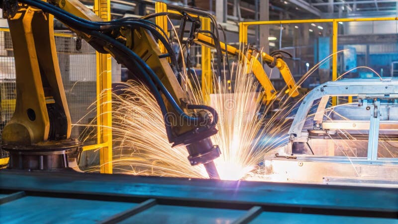 A Large Robotic Welding Machine Fusing Together Sections of an Electric ...