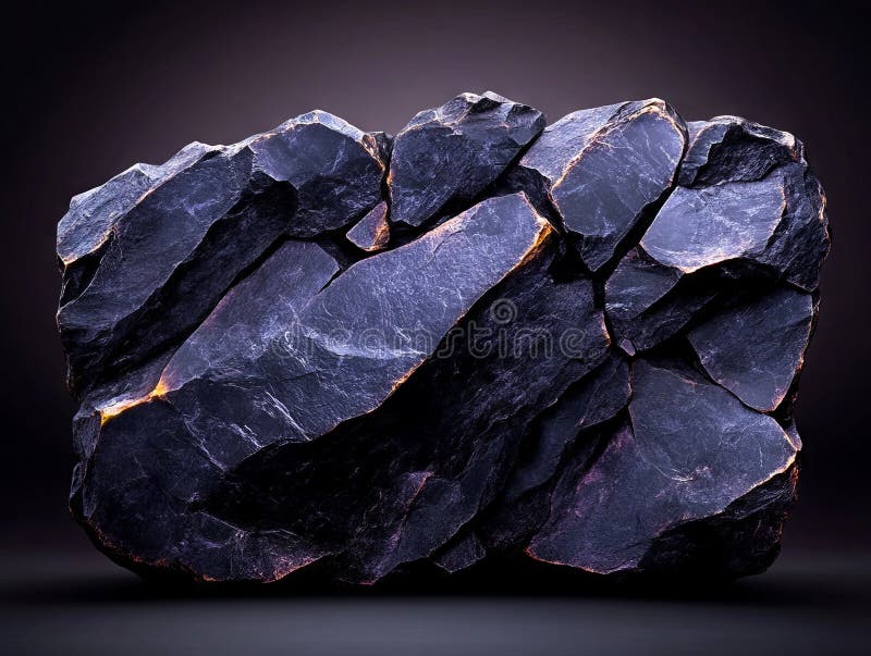 A Large Rock on a Black Background Stock Image - Image of mineral ...