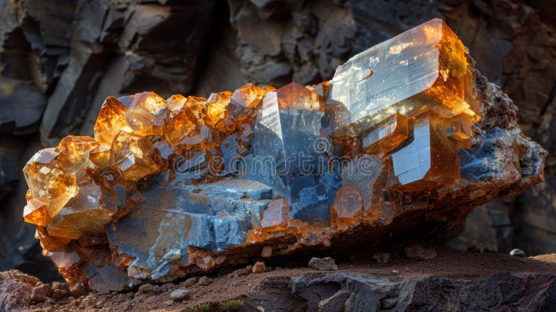 A Large Rock with a Blue and Orange Color on it, AI Stock Image - Image ...