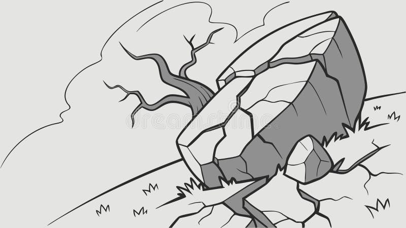 Large Rock Cracking Breaking Impact Force Geology Vector Graphic ...