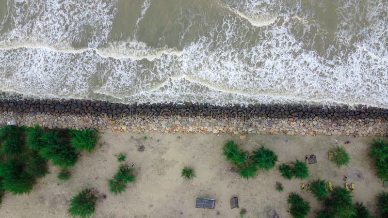 Large Rock Dividing the Sea and Coast Stock Image - Image of floor ...