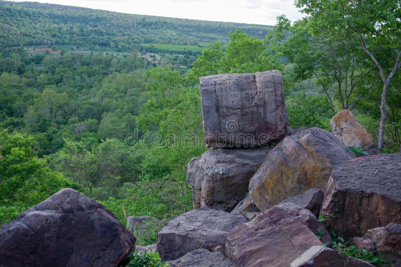 Large rock on the cliff stock image. Image of hiking - 186776303