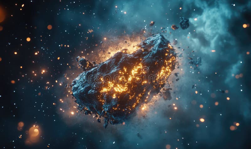 A Large Rock is Exploding in Space, Creating a Lot of Debris Stock ...