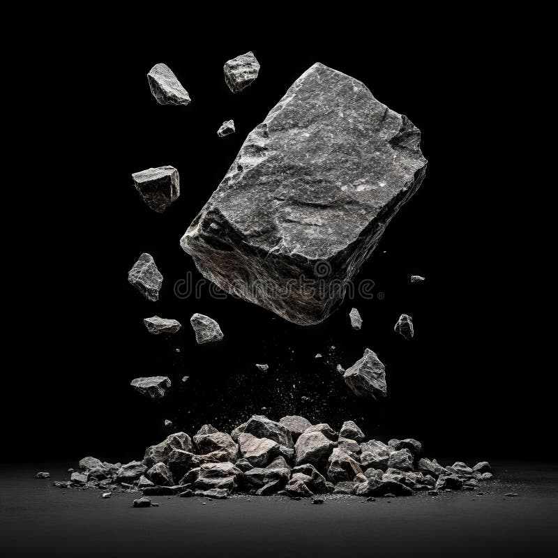 A Large Rock Falling into the Air Surrounded by Rocks Stock Image ...