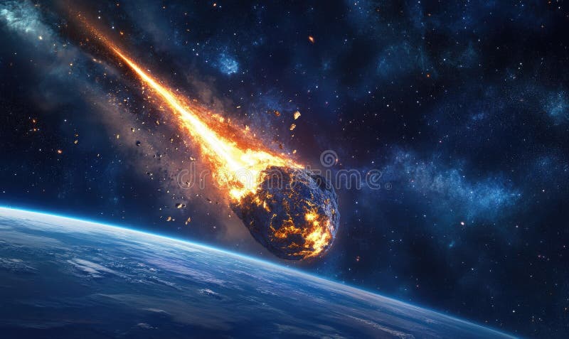 A Large Rock is Falling from the Sky and Crashing into the Ground Stock ...