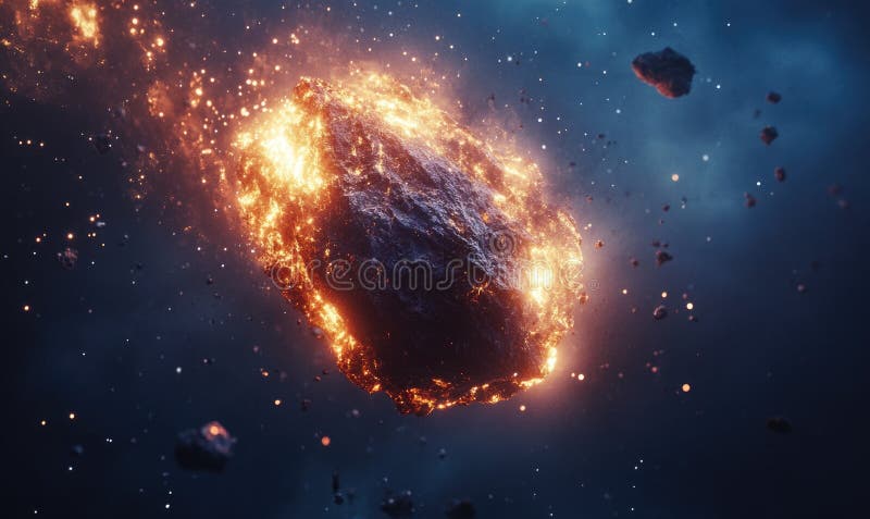A Large Rock is Falling through Space, Surrounded by a Cloud of Debris ...
