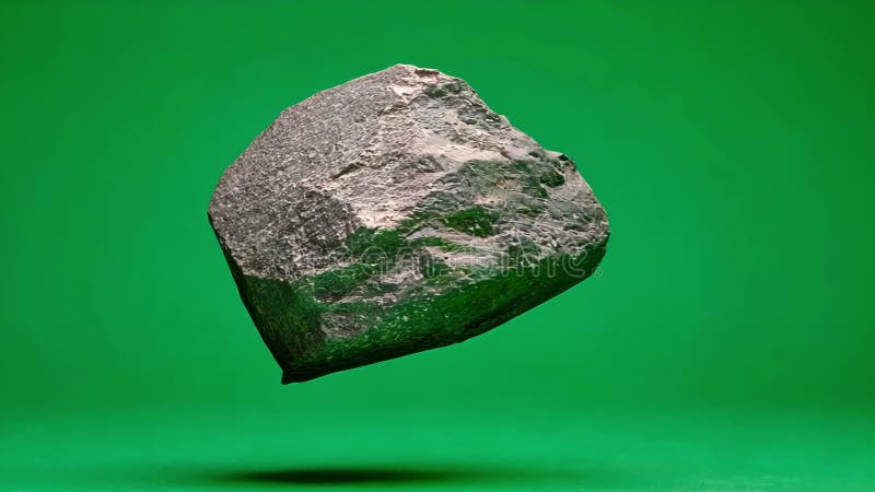 Large Rock Floating on Green Screen Background for Vfx Stock Video ...