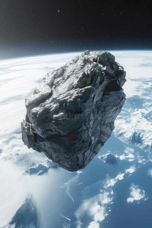 A Large Rock Floating in Space with a Starry Background Stock Image ...