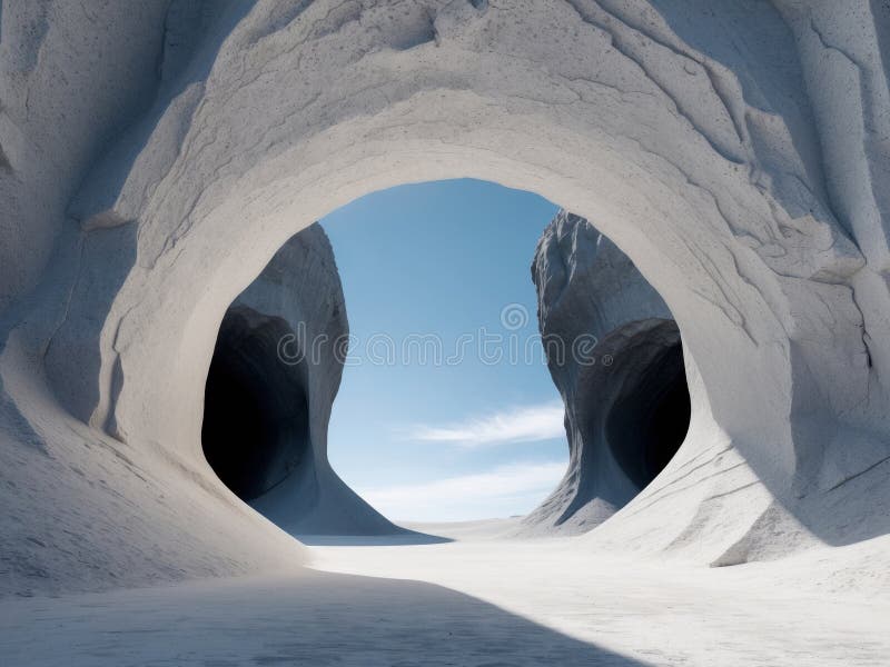 Large Rock Formation Arch Opening Center is Made Big Empty Cave Stock ...