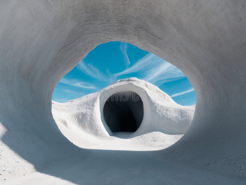 Large Rock Formation Arch Opening Center is Made Big Empty Cave. Stock ...