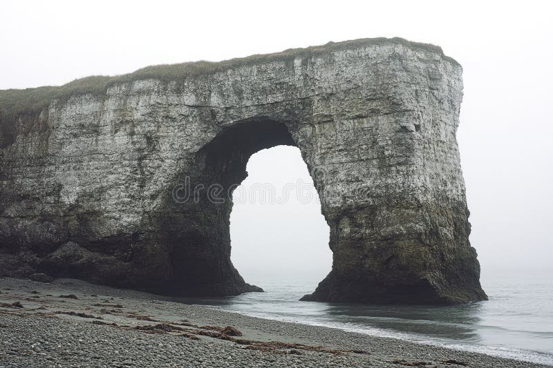 A Large Rock Formation on a Beach with Ocean Views Stock Photo - Image ...