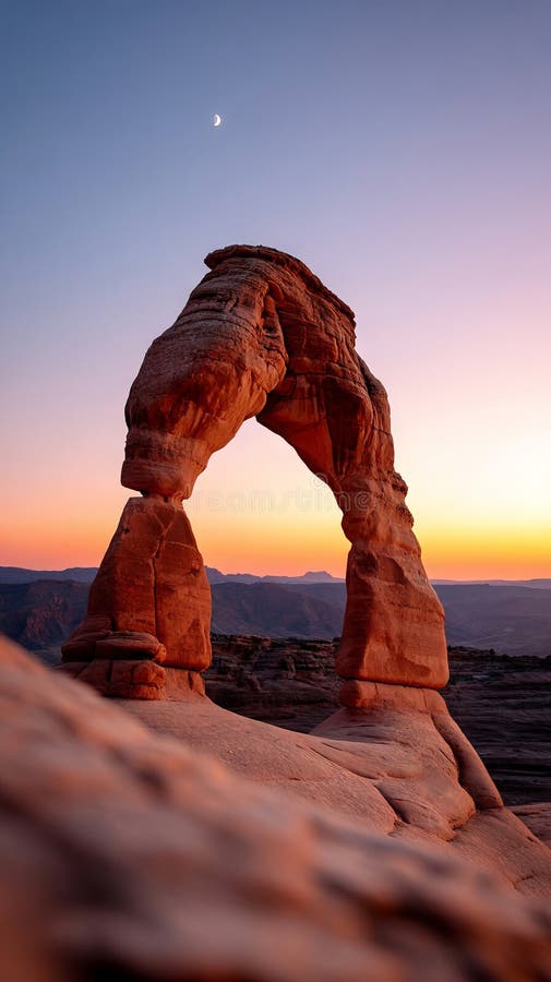 Large Rock Formation Crescent Moon Sky Stock Photos - Free & Royalty ...