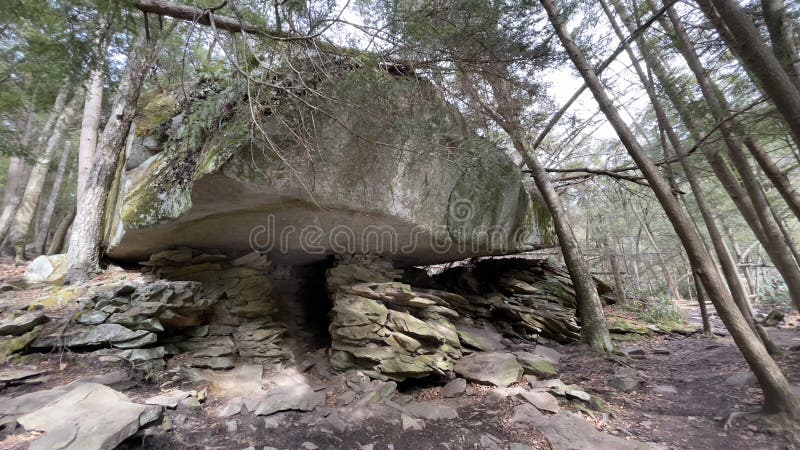 Large Rock Formation in the Forest Stock Photo - Image of forest ...