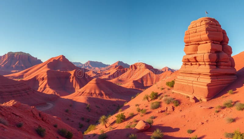 A Large Rock Formation in the Middle of the Desert Generated Stock ...