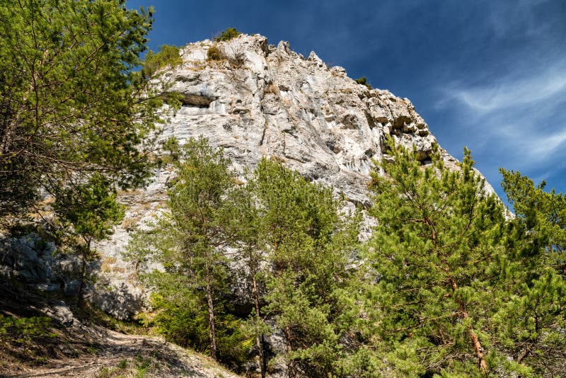 Large Rock Formation Over Forest. Cerenova Skala, Slovakia Stock Image ...