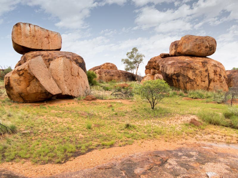 Large Rock Formations in Karlu Karlu, Devils Marbles Australia Stock ...