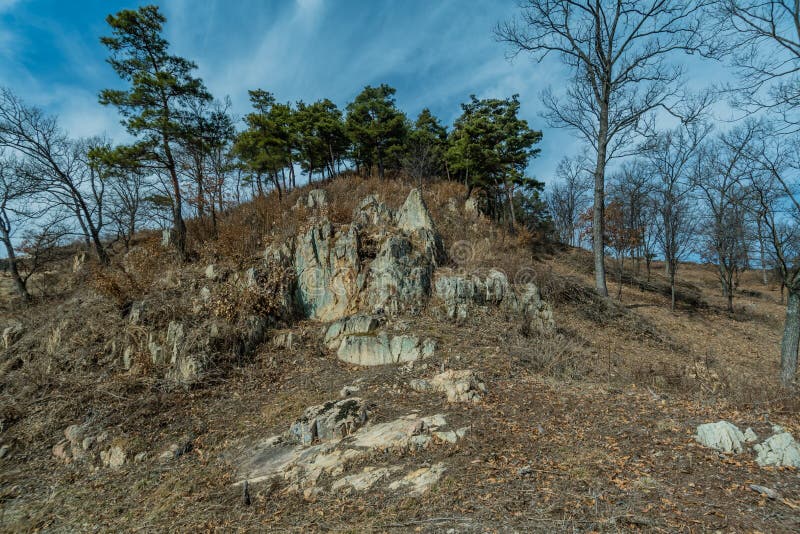 Large Rock Formations on Mountainside Stock Photo - Image of park, hill ...