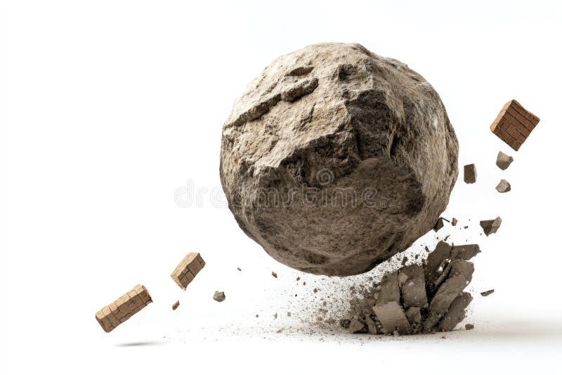 A Large Rock is Hit by a Hammer Onto a Brick, Causing Damage and ...