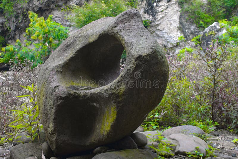 Large Rock with a Hole in the Indonesian Forest Stock Image - Image of ...