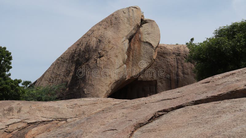 The Large Rock is Located in the Natural Stock Image - Image of blue ...