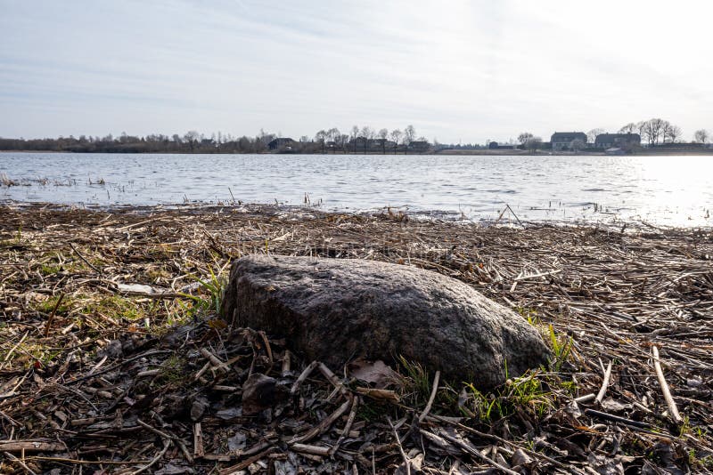 Large Rock in Sand in Countryside Stock Photo - Image of park, large ...