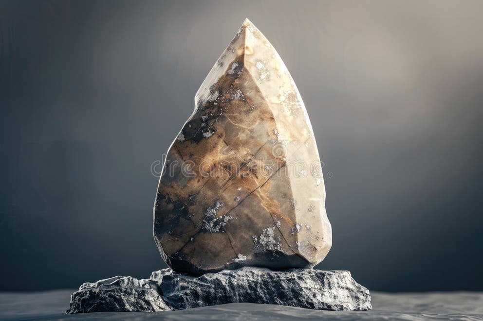 A Large Rock Sits Atop Another Rock Formation Stock Image - Image of ...