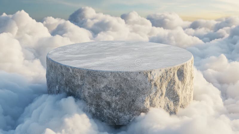 A Large Rock Sits Atop a Fluffy White Cloud, with Blue Sky Visible ...