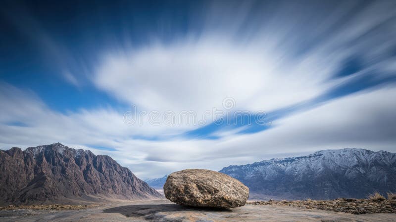 A Large Rock Sits in the Foreground of a Breathtaking Mountain Range ...