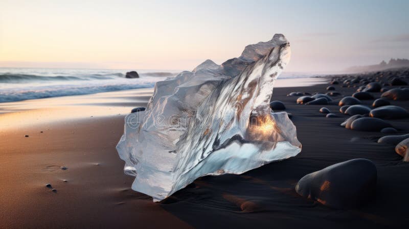 Black Ice Crystal on Beach: Vray Tracing, Sculptural Ceramics ...