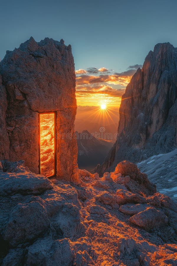 A Large Rock with a Small Opening in it, with the Sun Shining through ...