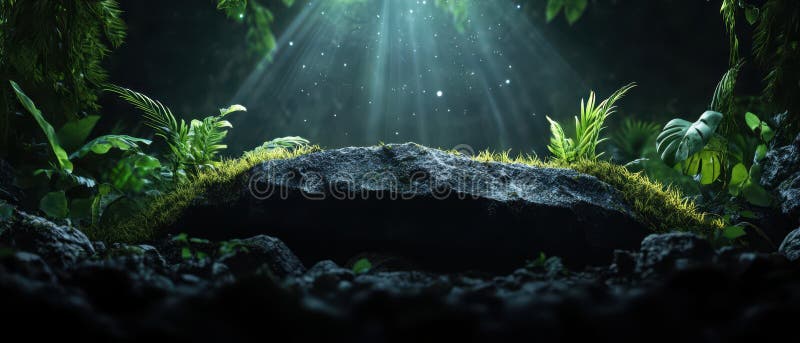 Large Rock Stands Prominently Serene Forest Setting Stock Photos - Free ...