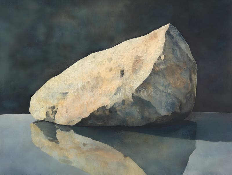 Large Rock Water Reflection Natural Setting Stock Illustration ...