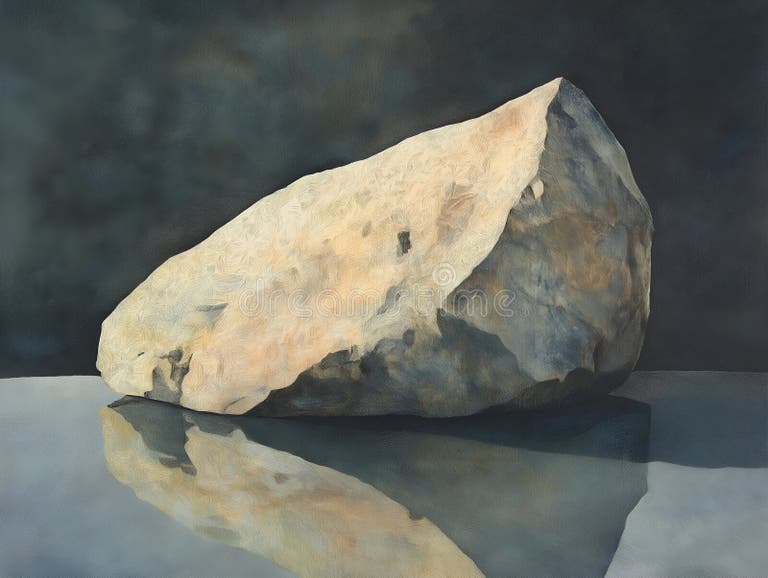 Large Rock Water Reflection Natural Setting Stock Illustration ...