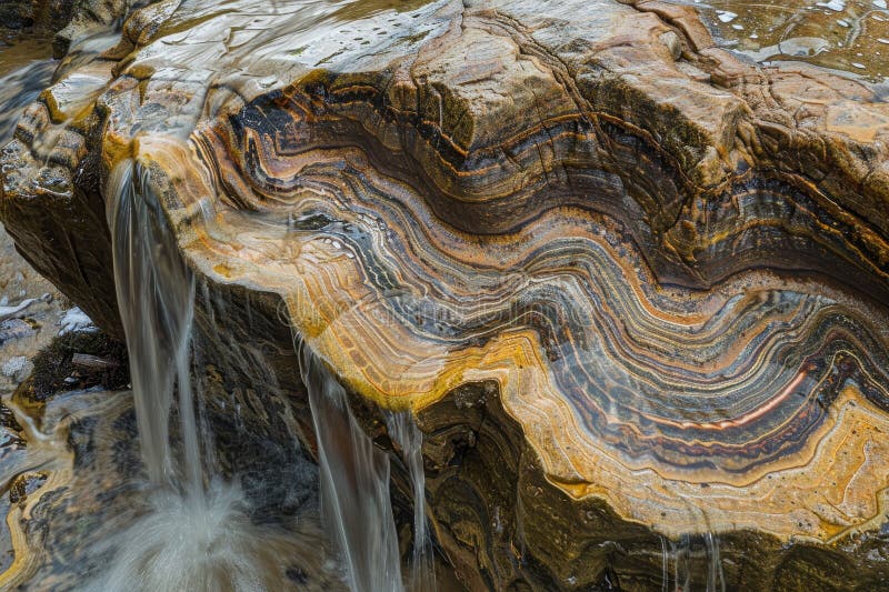 A Large Rock with a Waterfall Cascading Out of it, Creating Intricate ...
