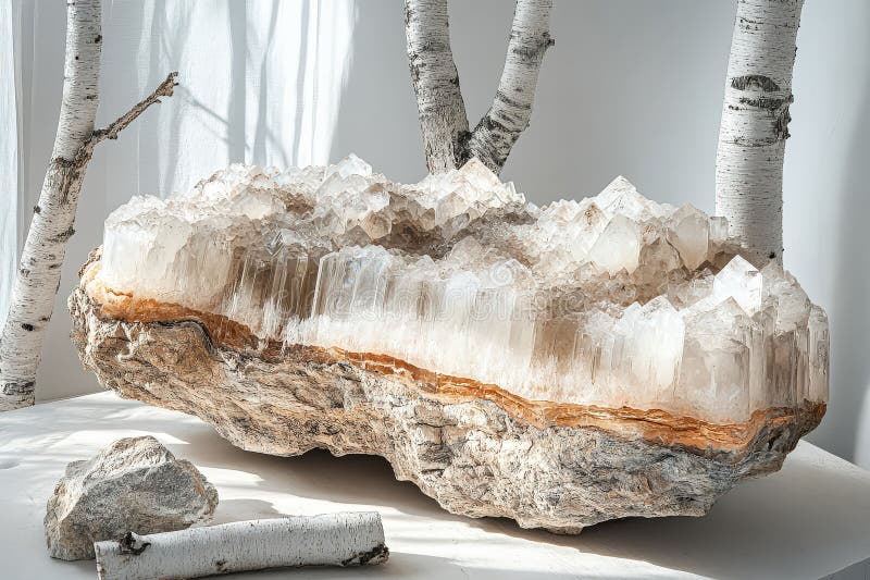 Large Rock with a White Crystal on it Stock Image - Image of white ...