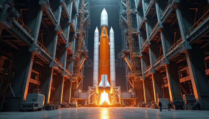 Large Rocket in Launch Pad. Mission Preparing for Launch. Space ...
