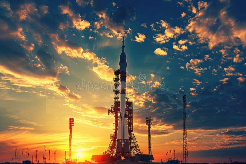 A Large Rocket Sitting on a Runway, Ready for Launch Stock Photo ...