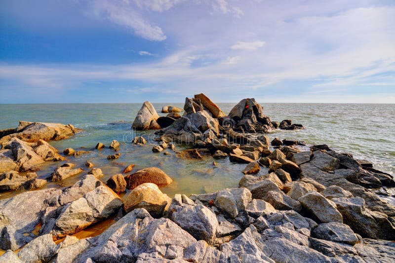 Large Rocks on the Coast of Malaysia Stock Photo - Image of waves ...