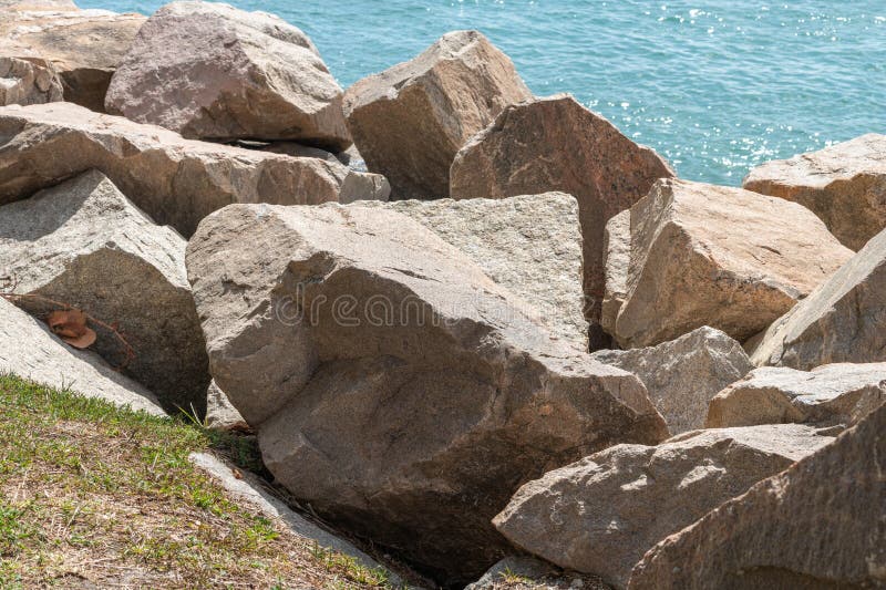 Large Rocks on the Coastline of Miami Beach Stock Photo - Image of ...
