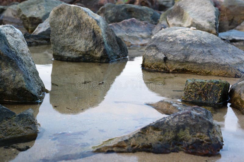 Large Rocks on the Seashore Stock Photo - Image of nature, pentewan ...