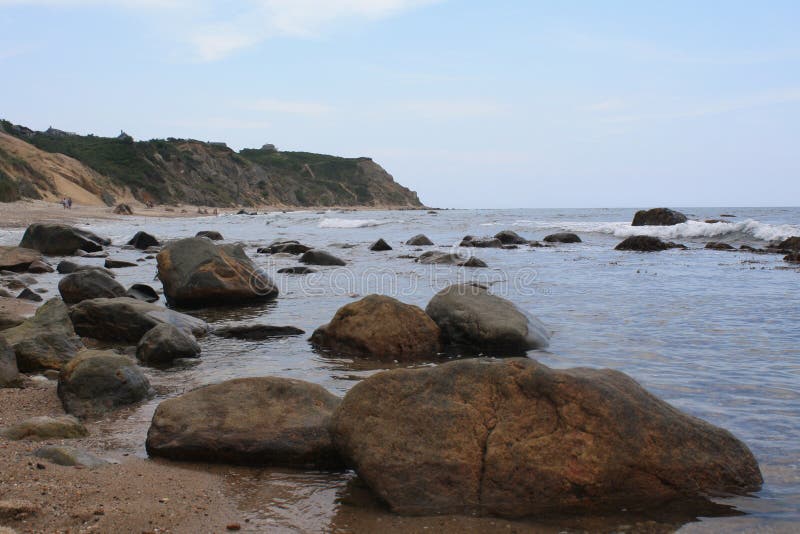 Large Rocks in Tide of Coast Stock Image - Image of large, coastal ...